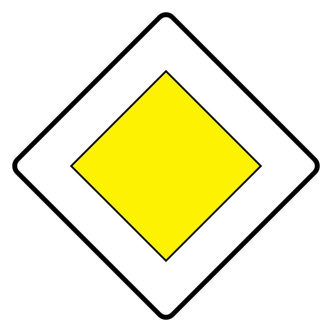 Znak D-1 Droga z pierwszeństwem wymiar 400x400mm Folia II generacja